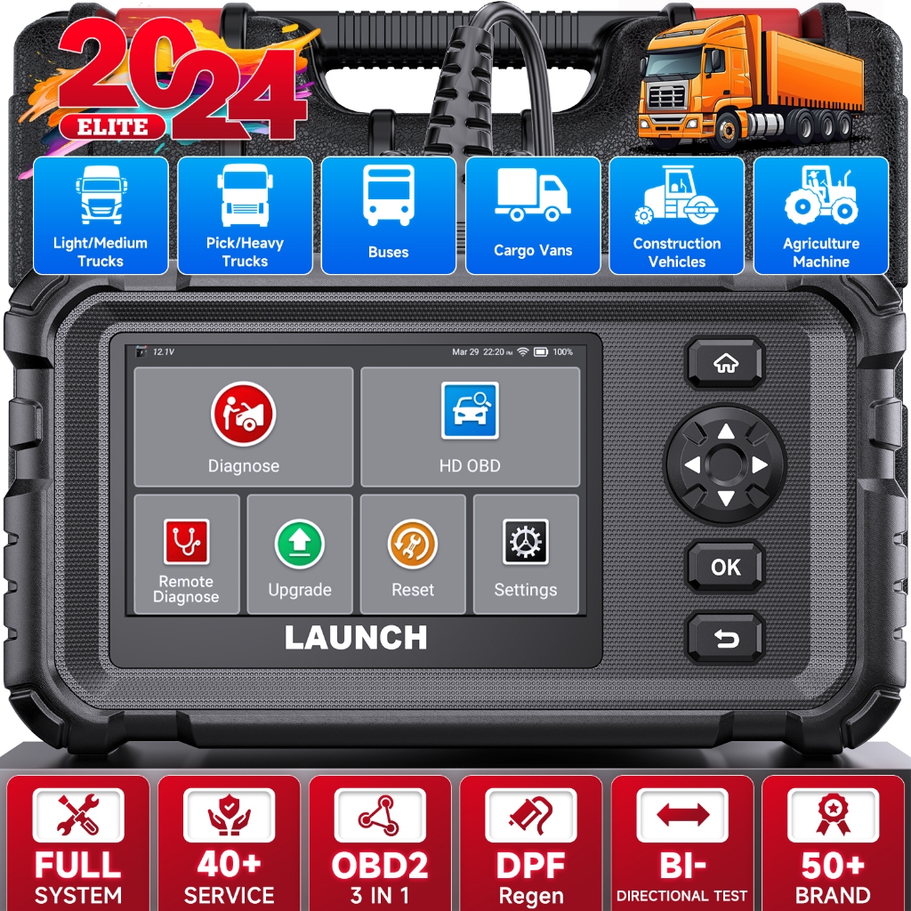 LAUNCH CRP129 HD Heavy Duty Truck Scanner Diesel Code Reader Commercial Vehicle Creader ...