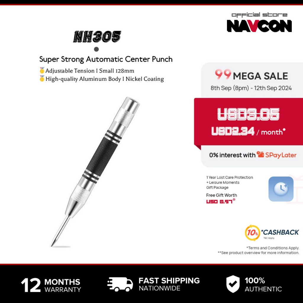 Navcon Super Strong Automatic Center Punch, 5/6 inch Heavy Duty Steel ...