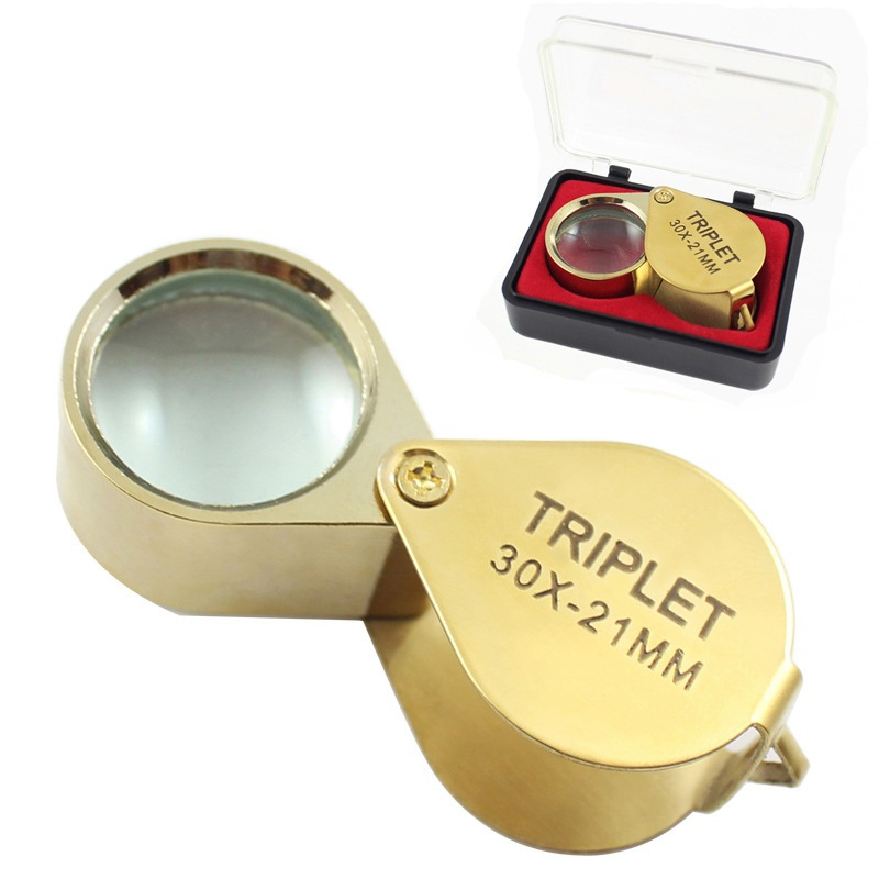 Portable 30x power 21mm gold/silver mini magnifying glass louver ...