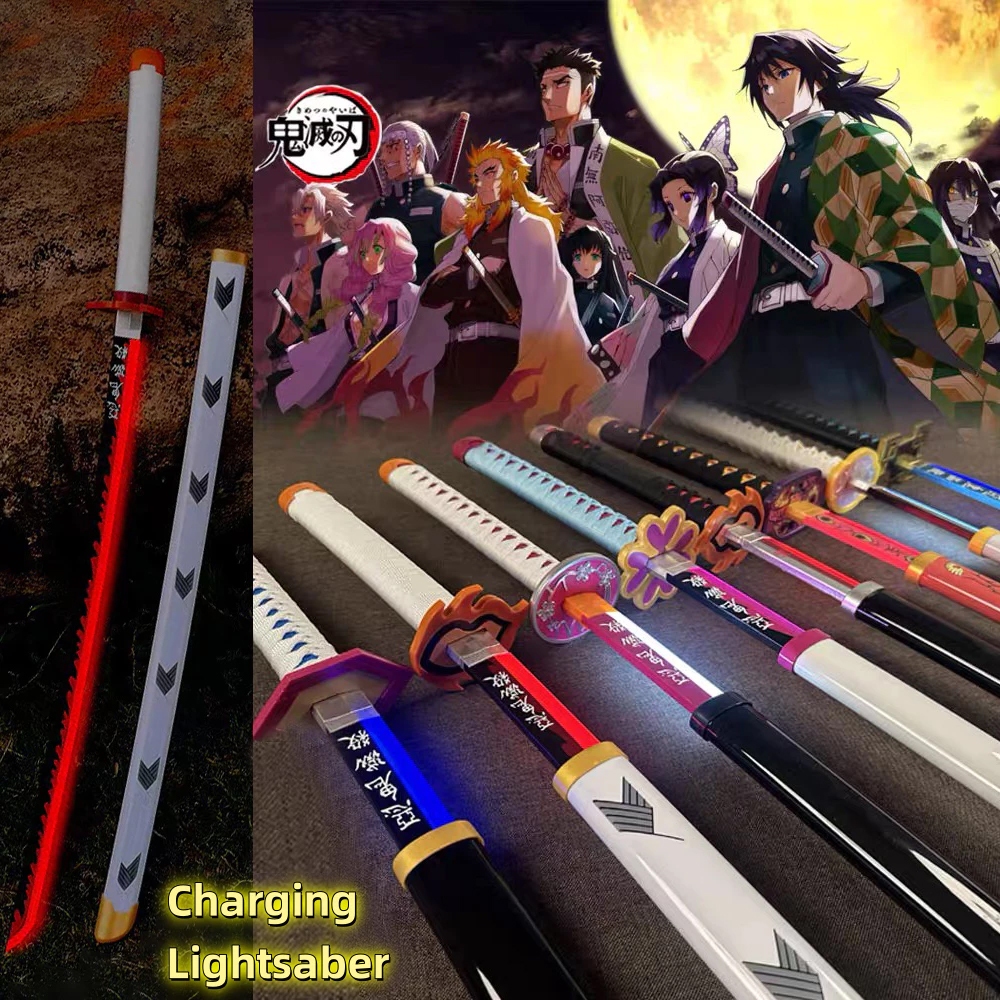 Anime Demon Slayer Bamboo Sword 104CM Rechargeable Glow Sword Cosplay ...