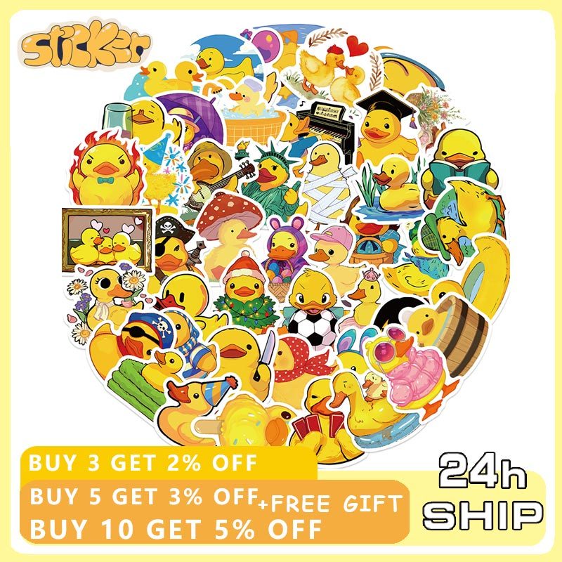 50Pcs Cute Little Yellow Duck Stickers Kawaii Animal Decals DIY Laptop ...