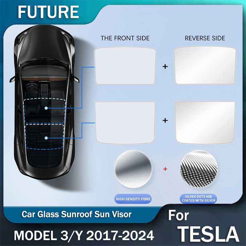 Sunroof For Tesla Model 3 Model Y Split Sunshade Front Rear Sunroof ...