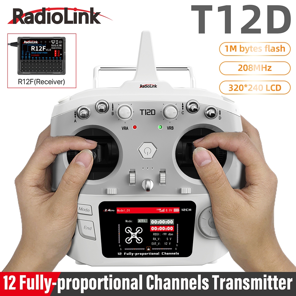 RadioLink T12D 12CH RC Transmitter 2.4GHz 2.8Inch 4000M Distance with ...