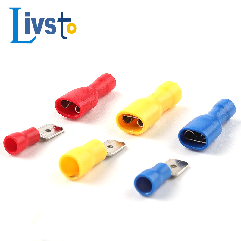 10 pcs 6.3mm Female Male PVC Connector Electrical Wiring Connector ...