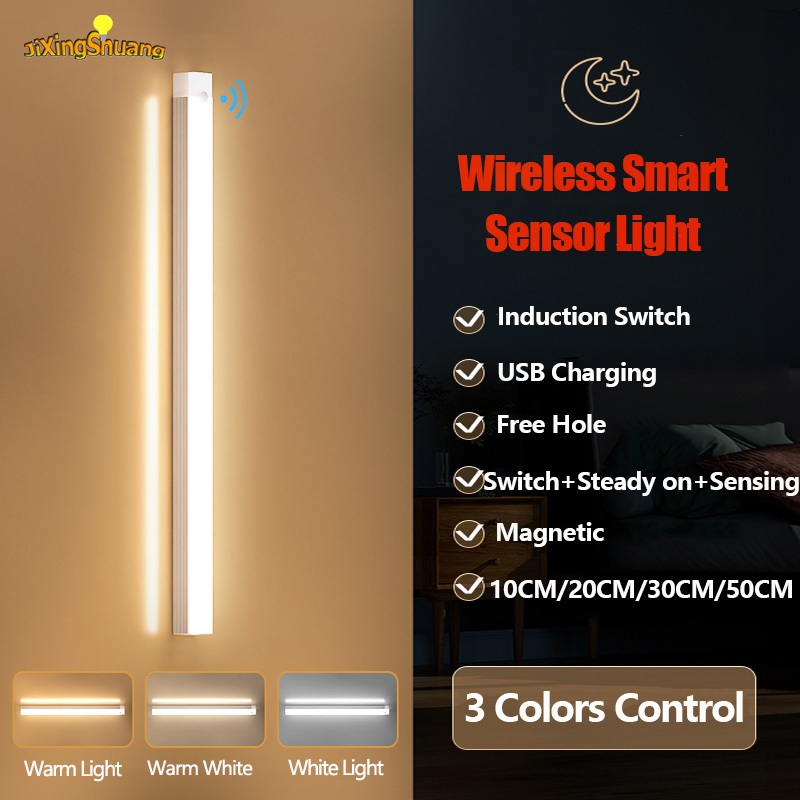 3 colors LED Motion Sensor Night Light Portable Smart Wireless Light ...