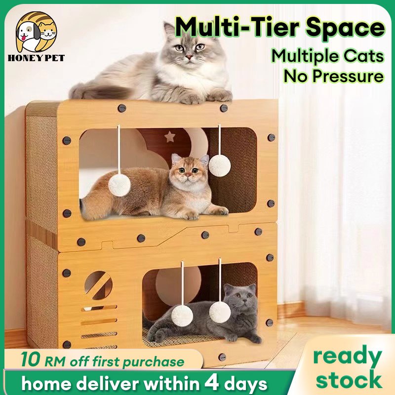 2IN1 Cat Scratch Board Cat Nest One Piece Double Layer Corrugated Paper ...