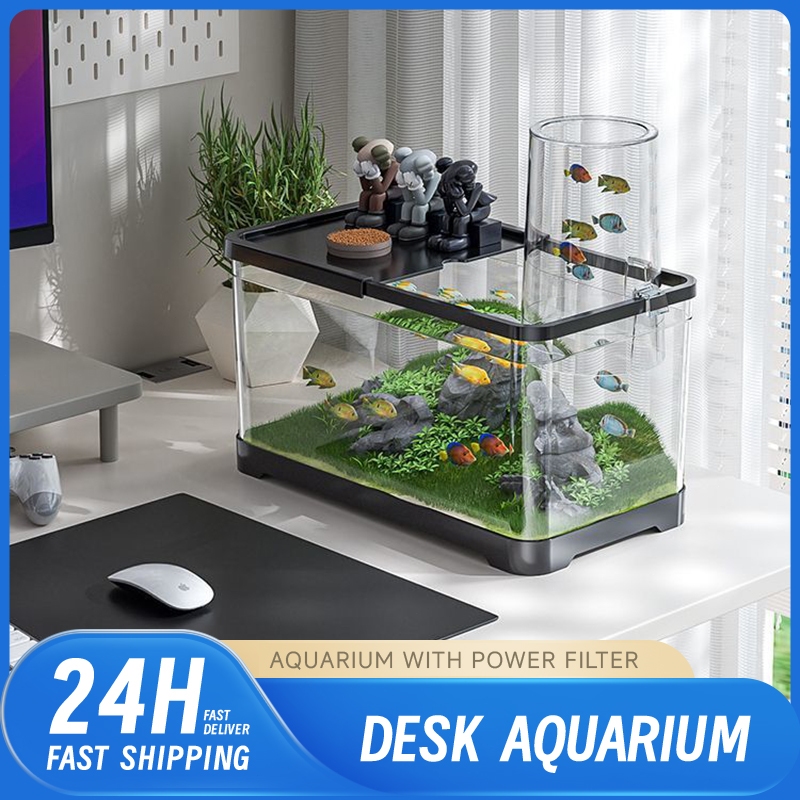 Aquarium Fish Tank Starter Kit, Desk Aquarium Set,Complete Desktop AS ...