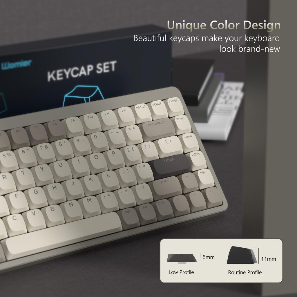WOMIER 140 Keys Low Profile Shine Through Keycaps Double Shot RGB Key ...