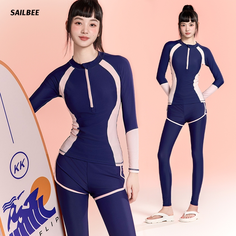 SAILBEE Long-Sleeved Sunscreen Swimsuits for Women Surfing Swimwear ...