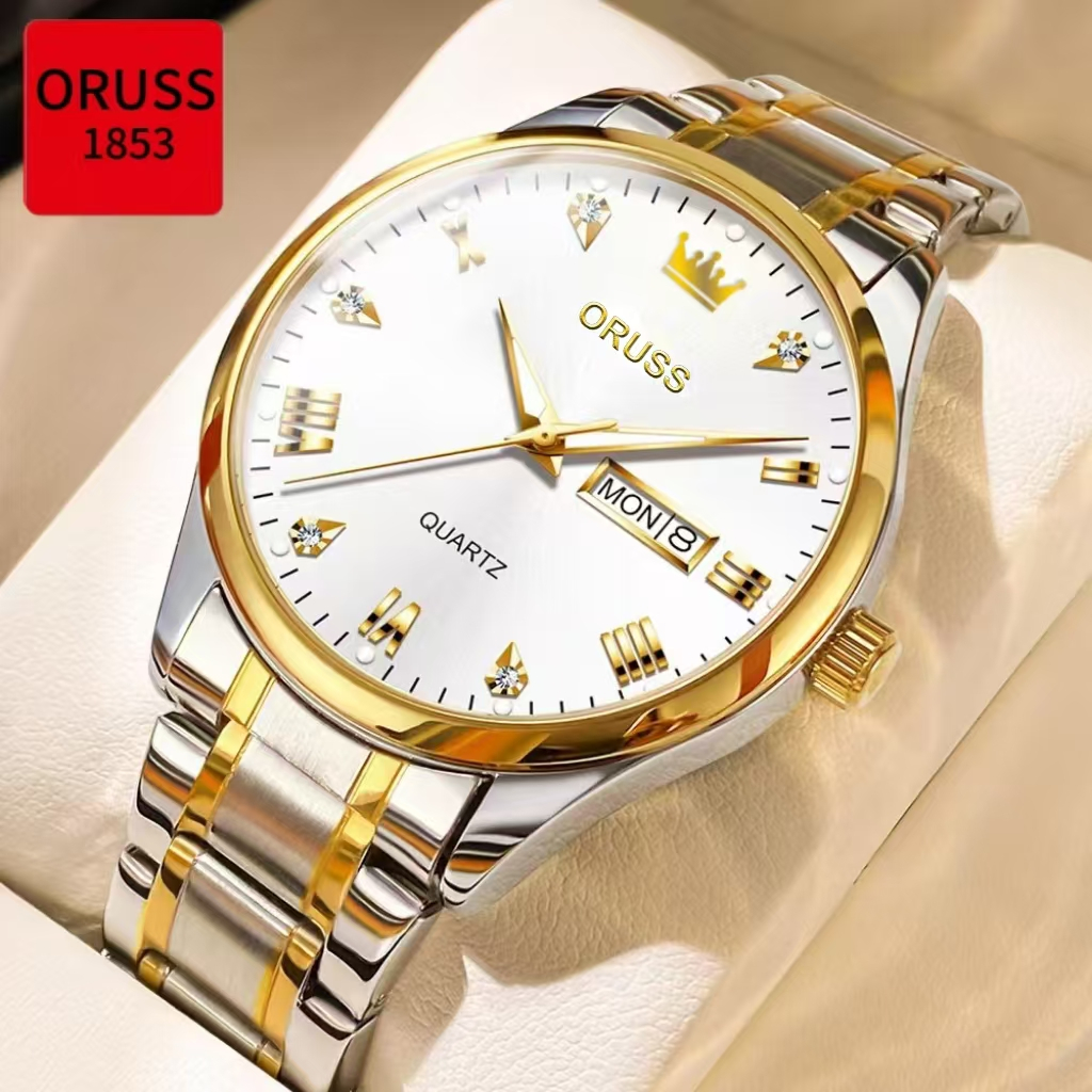 ORUSS Original Men/Women Dual Calendar Stainless Steel Luxury ...