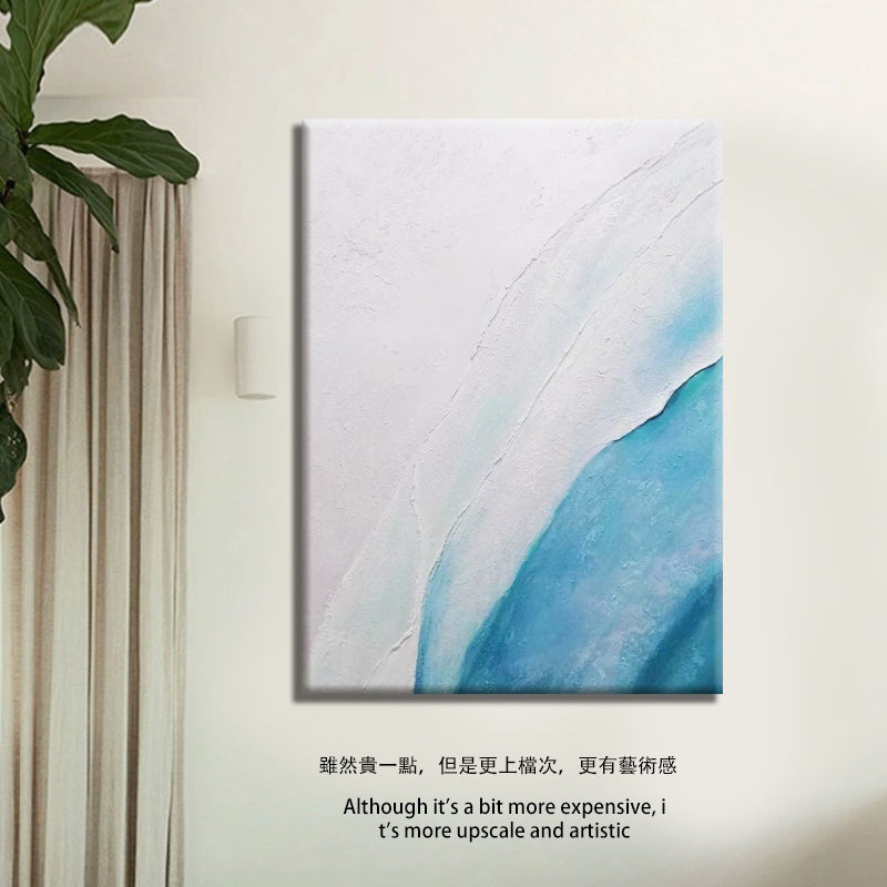 100% Pure Hand Oil Painting Blue Abstract Painting Home Wall Decoration ...
