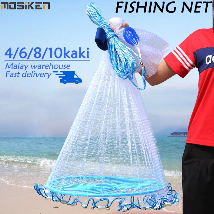 4/6/8/10kaki jala ikan Fishing Net Flydisc type Fishing Hand Cast Net ...