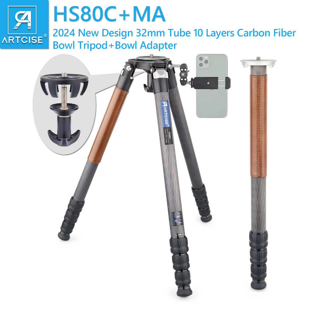 Carbon Fiber Tripod Monopod Heavy Duty Bowl Tripod with 75mm Bowl and ...