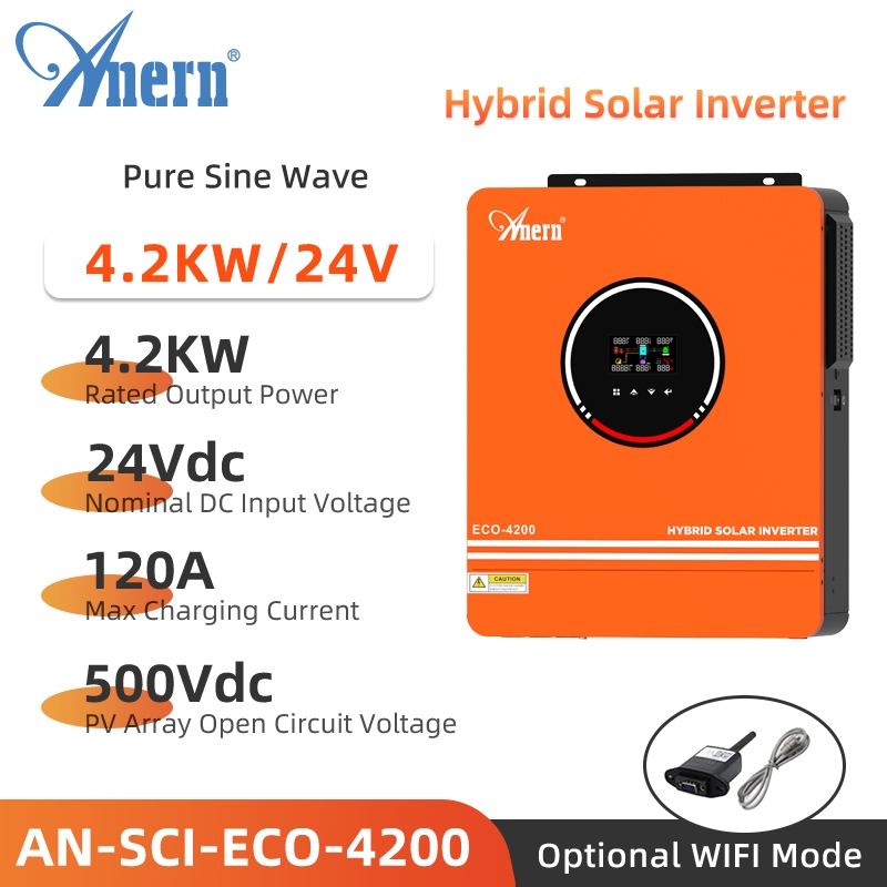 Anern 4.2KW/3KW/3.2KVA off-grid Hybrid Inverter MPPT Solar Inverter 24V Inverter 220VAC/230VAC ...