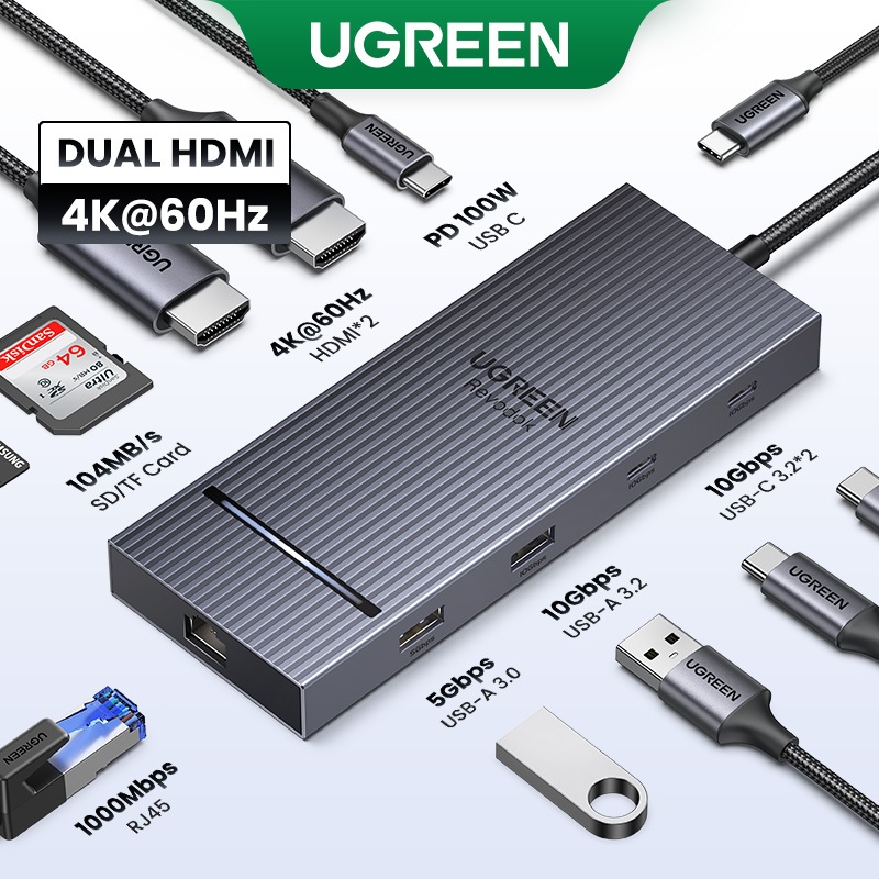 UGREEN USB C HUB 10Gbps 4K60Hz HDMI USB3.2 PD100W USB Splitter for Laptop Macbook Pro Air iPad ...