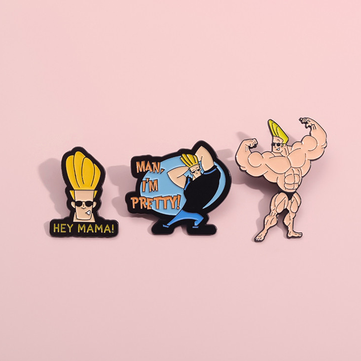 Anime Johnny Bravo Muscular Man Brooch Pin Cartoon Characters Brooch ...