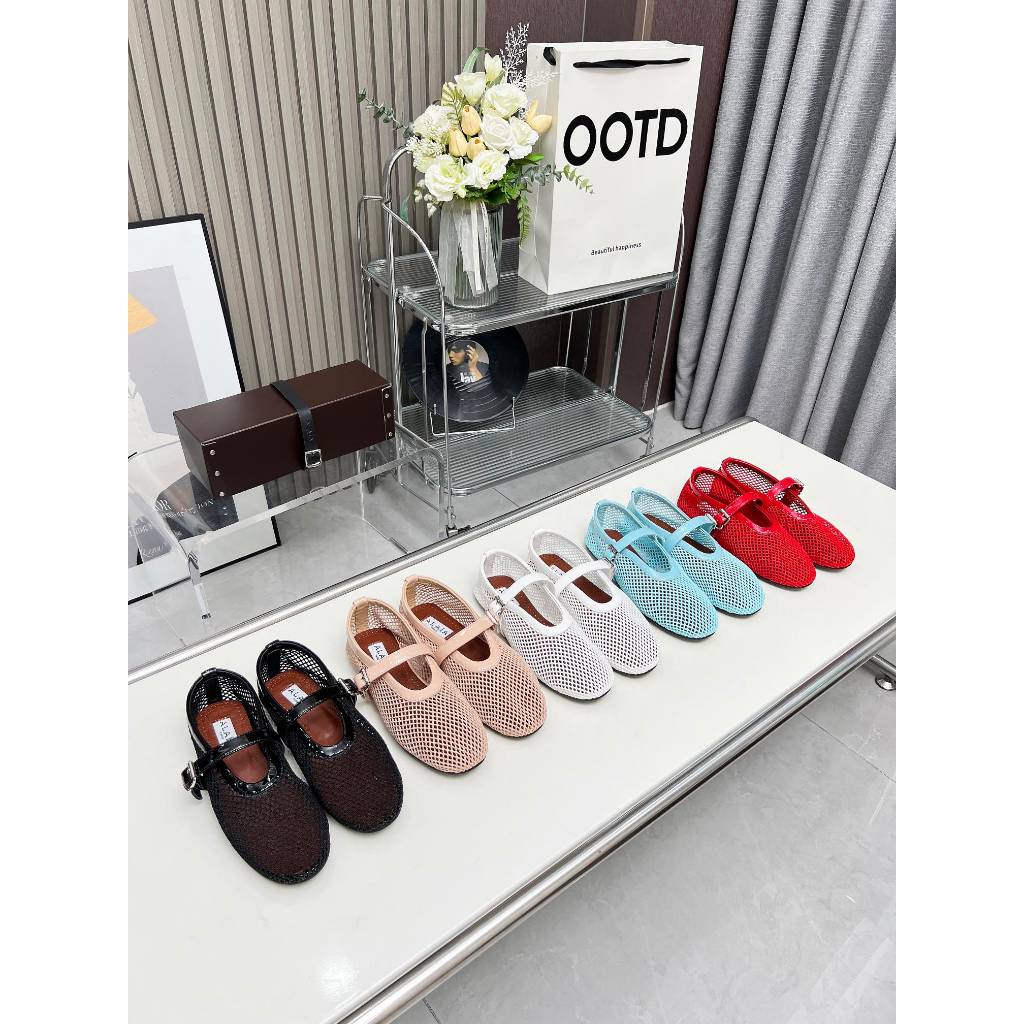 (high quality) Alaia Mesh Hollow Ballet Shoes Flat Mary Jane Shoes 0014 ...