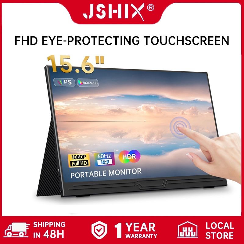 JSHIX 15.6Inch 1080P Portable Monitor Touch Screen USB C External ...