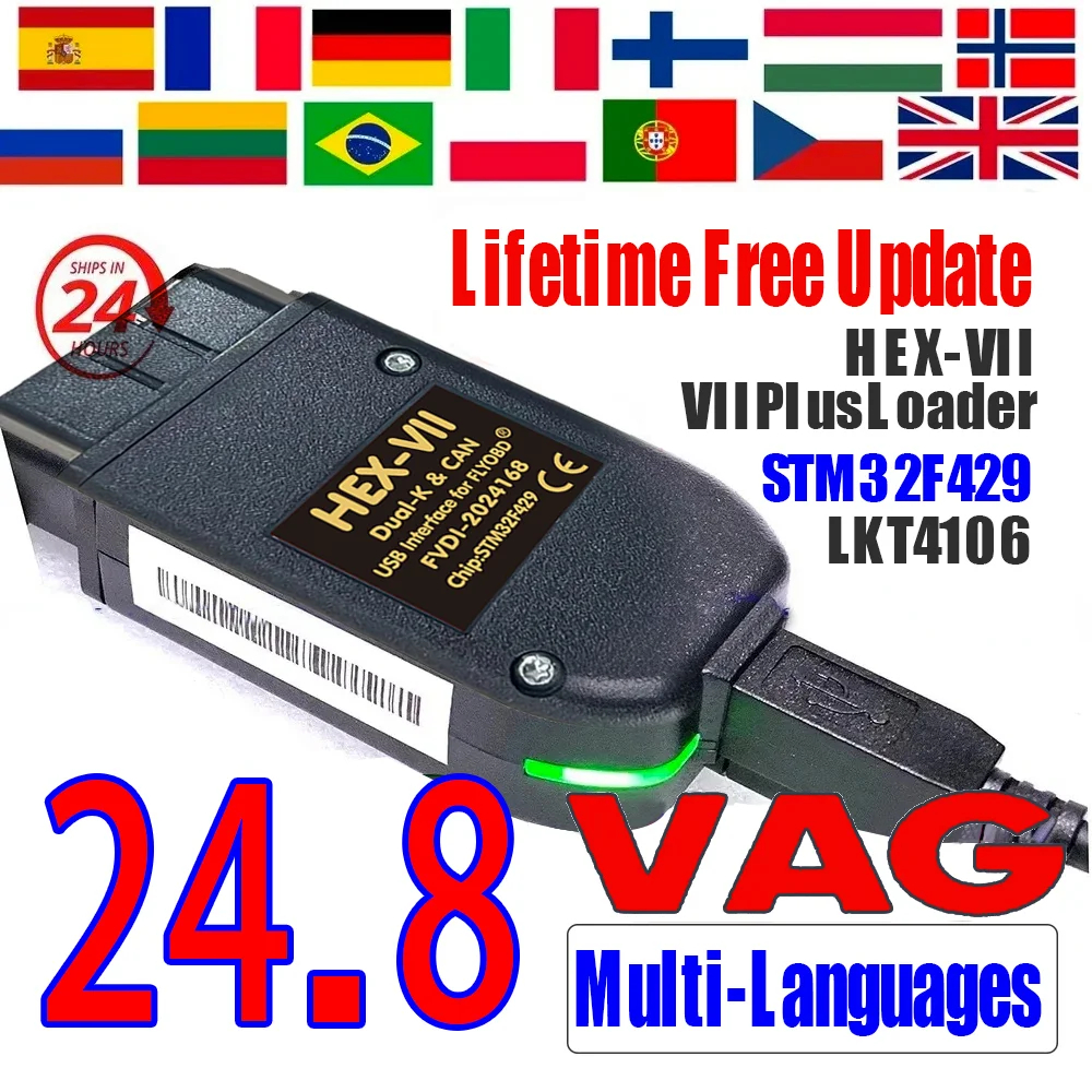 V24.8.0 VCDS V2 Unlimited VINs Can USB Interface 2024 Newest Fly VCDS Hex-V2 VAG Coding Cable ...