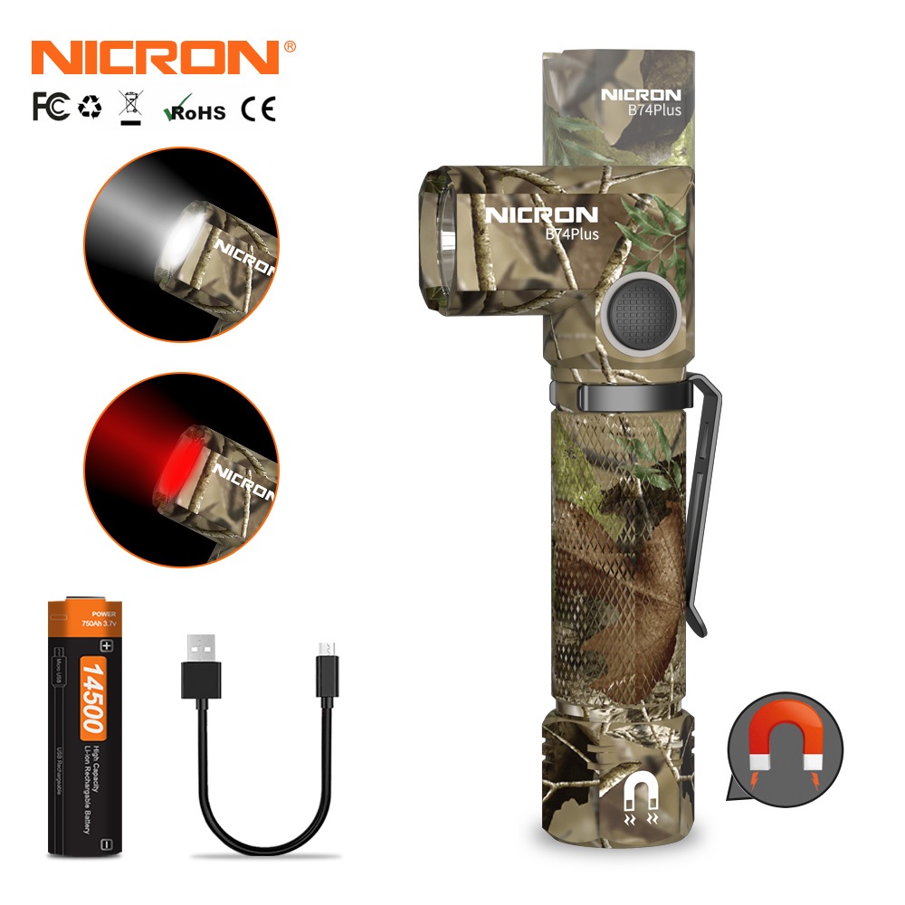 NICRON Led Flashlight B74 Plus Handfree Dual Fuel 90 Degree Twist ...