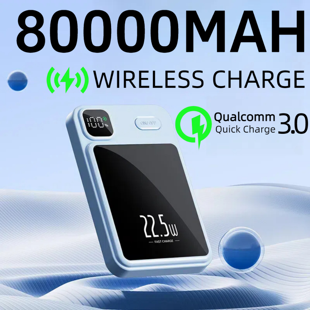 80000mAh magnetic power bank wireless power bank 22.5W safe power bank ...