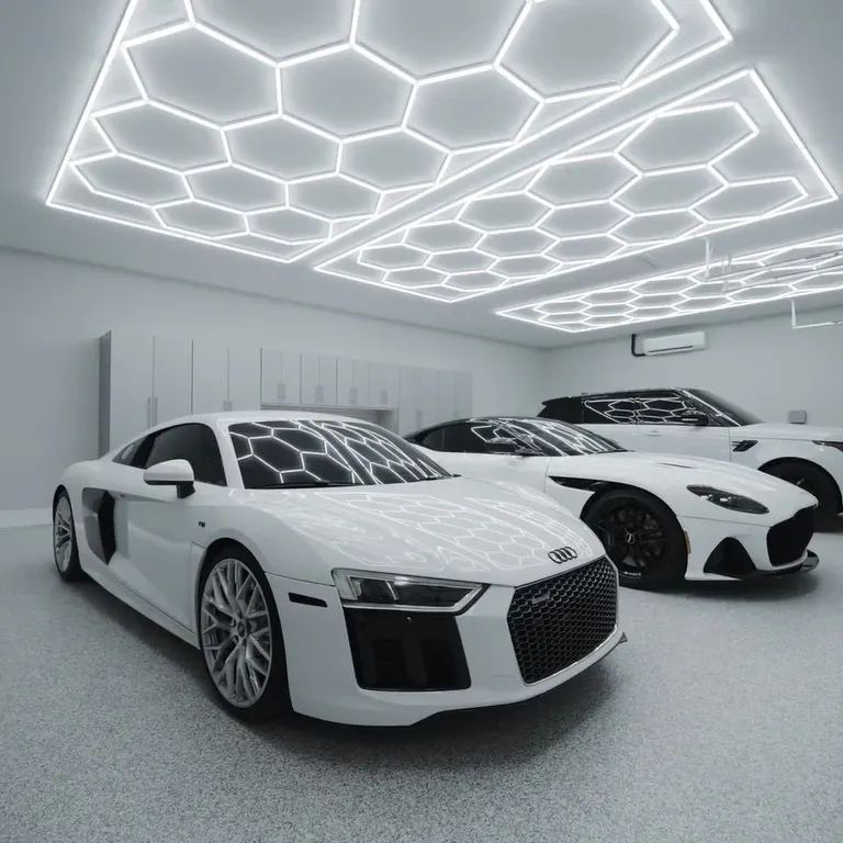 Hexagon Detailing Workshop Ceiling Led Lights Luxury Car Shop Garage ...