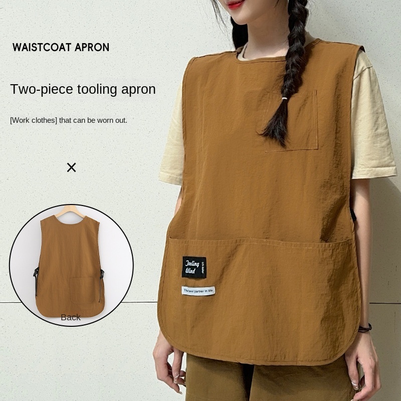 Ready Stock Customizable logo 64cm * 46cm Household Kitchen Vest Apron ...