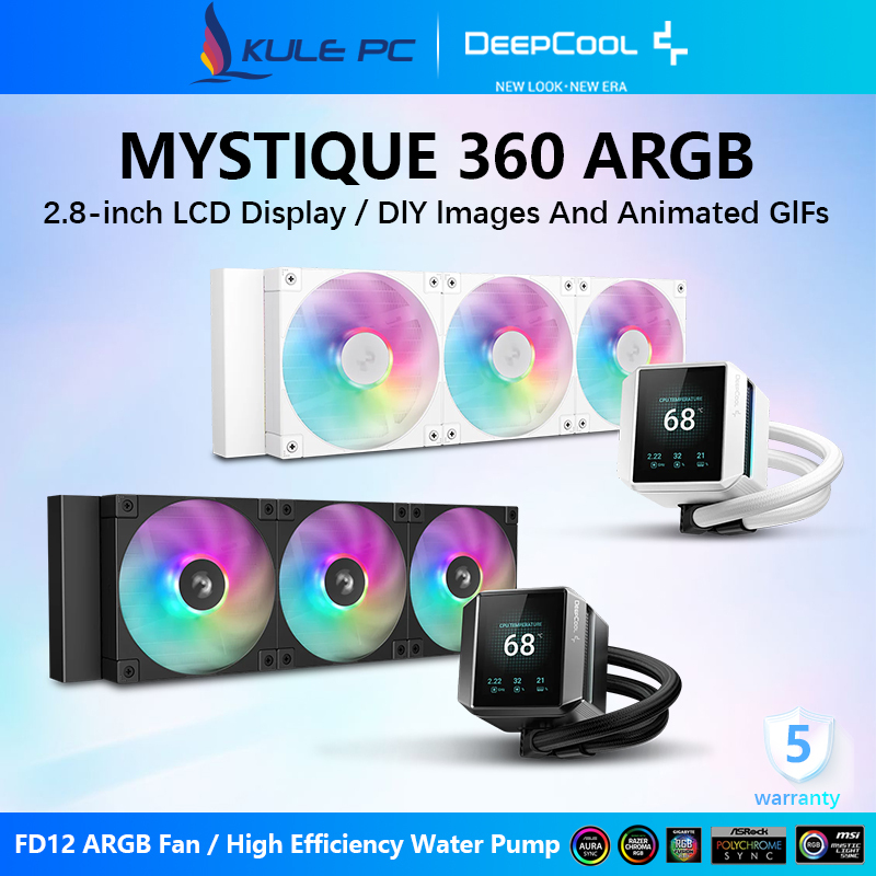 Deepcool MYSTIQUE 360 CPU Aio Liquid Cooler 2.8 inch LCD Display Screen ...
