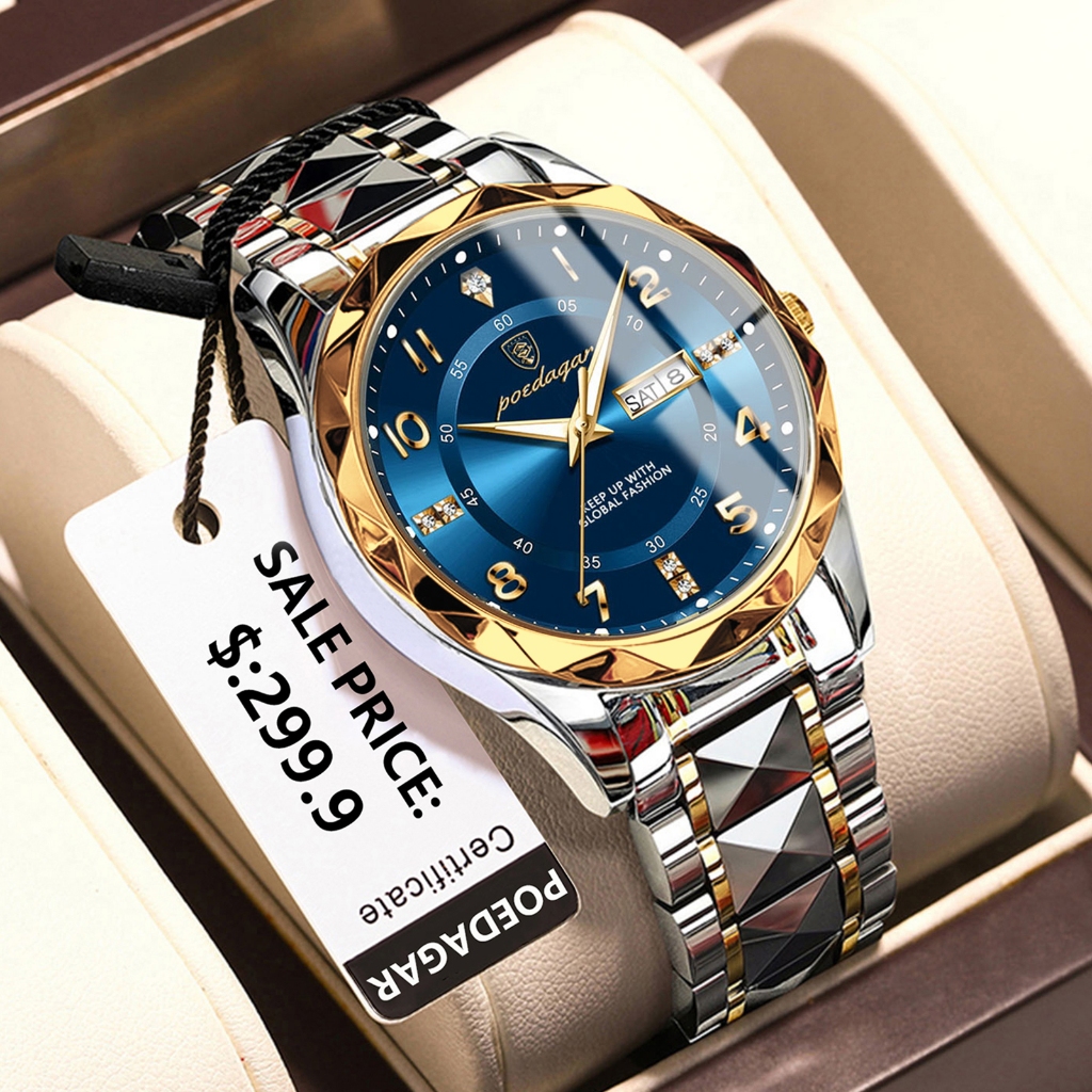 POEDAGAR Jam Tangan Lelaki Men's Watch Waterproof Original Gold Watch ...