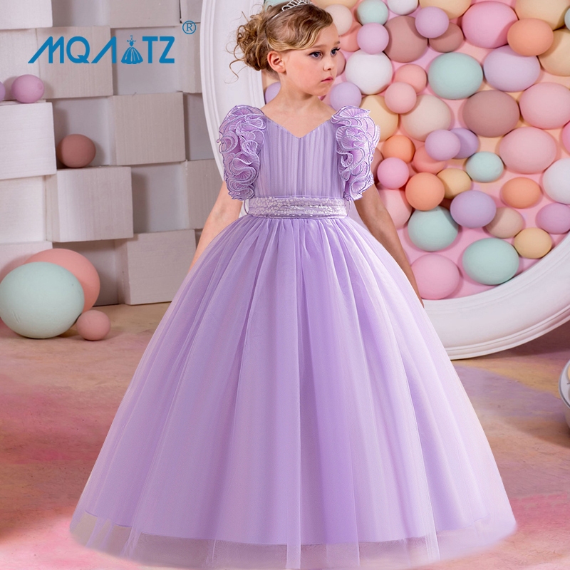 MQATZ Pageant Purple Bridesmaid Dress For Girls Princess Costumes V ...