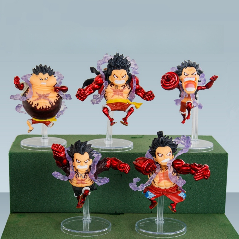5pcs/set Q Version Anime One Piece Gear 4 Luffy Action Figure Elastic ...