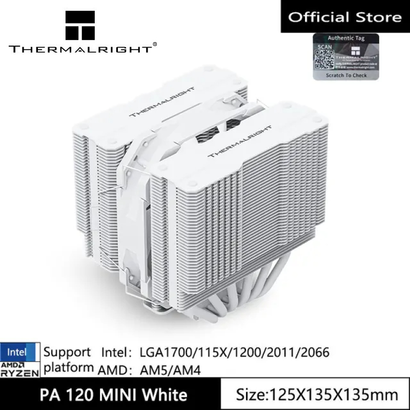 Thermalright PA120 Mini White CPU Radiator Air Cooler 6 Heat Pipes ...