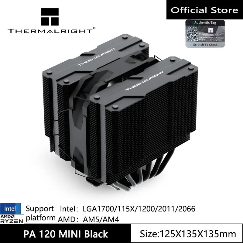 Thermalright PA120 Mini Black CPU Radiator Air Cooler 6 Heat Pipes ...