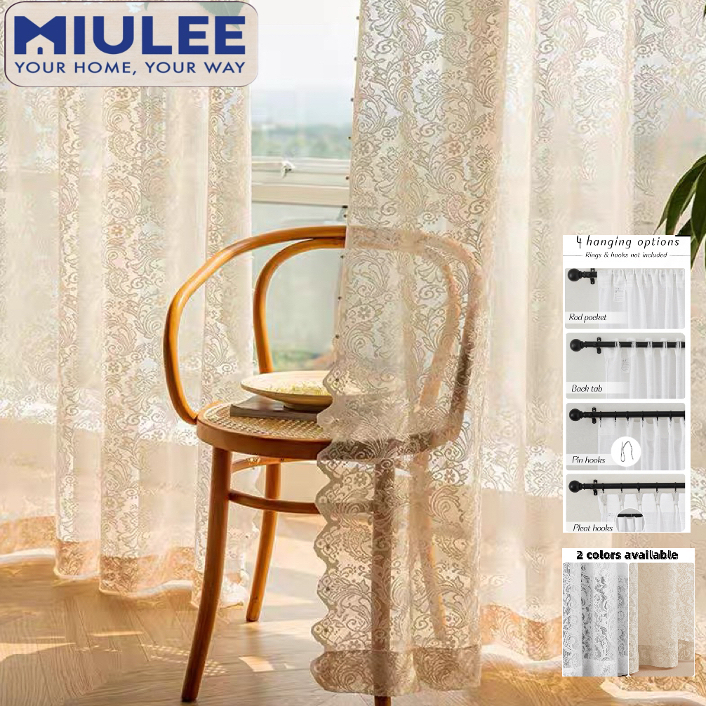 Romantic Lace Day Curtain Langsir For Sliding Door Window Curtain White ...