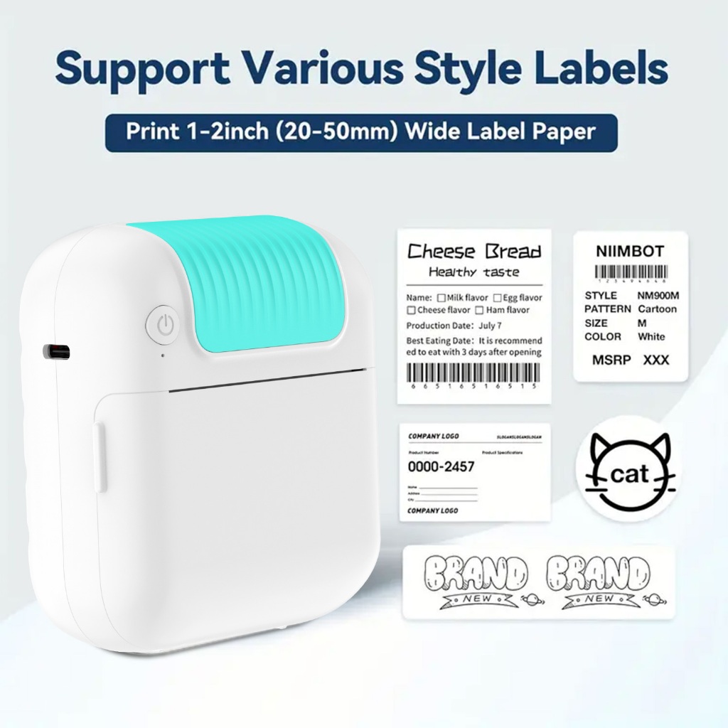 B2 Bluetooth Label Printer Portable Handheld Thermal Printer Barcode QR ...