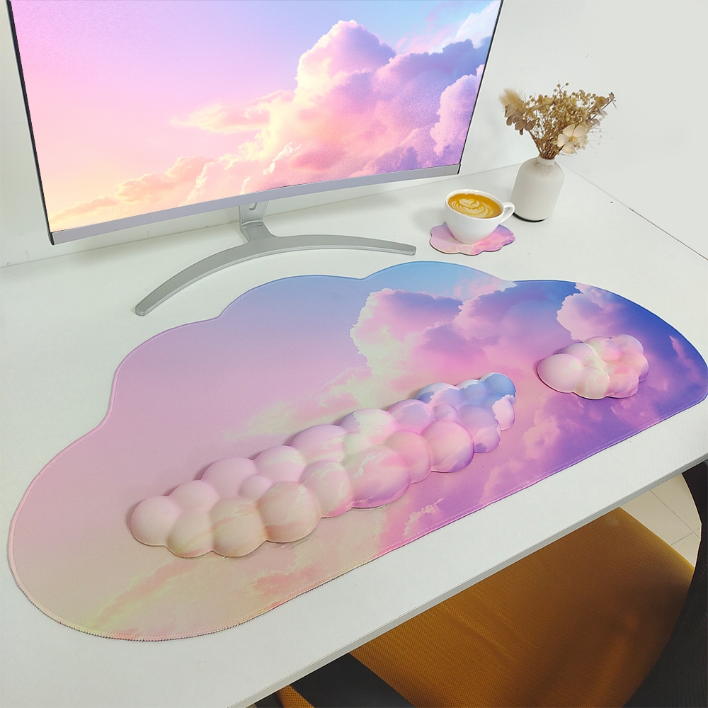 4PCS Cloud Mouse Pad and Keyboard Wrist Rest,Extended Large Desk Mat ...
