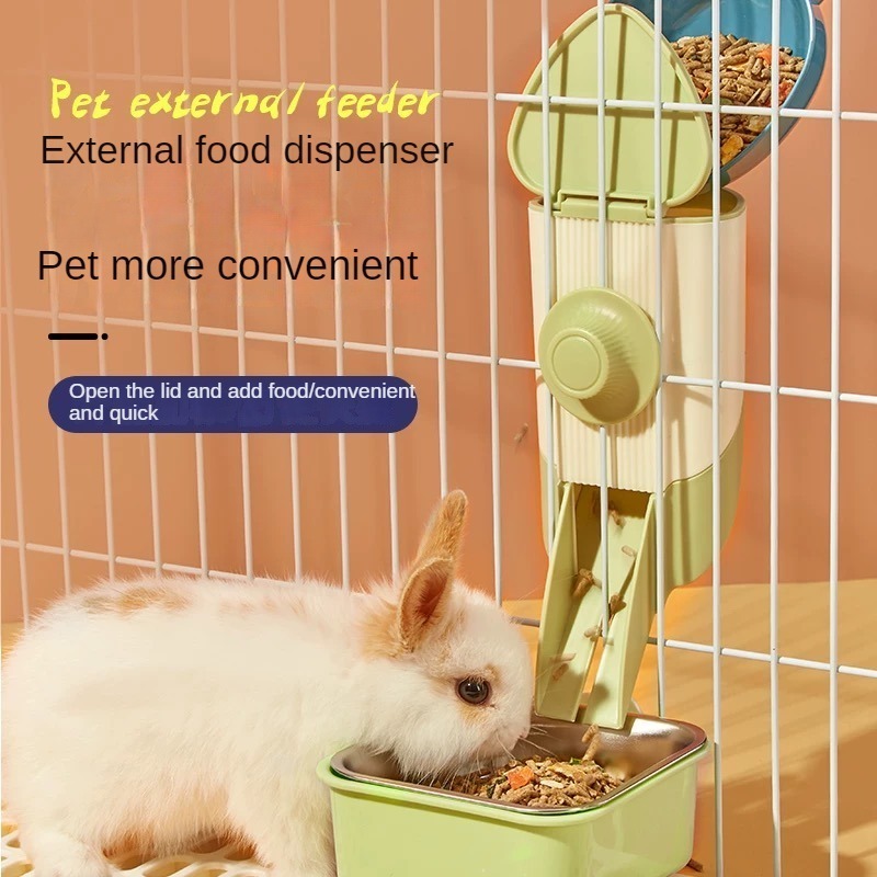 Rabbit Food Dispenser Rabbit Cage With External Feeder Fixed Anti ...