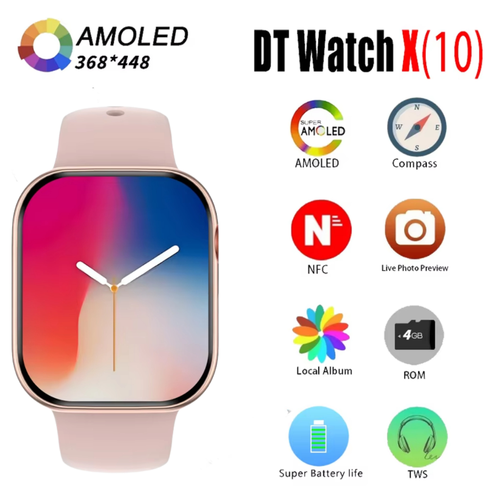 DT Watch X AMOLED Smart Watch 4GB ROM ChatGPT BT Call Compass Games Smart Gesture 3D Vision DT ...
