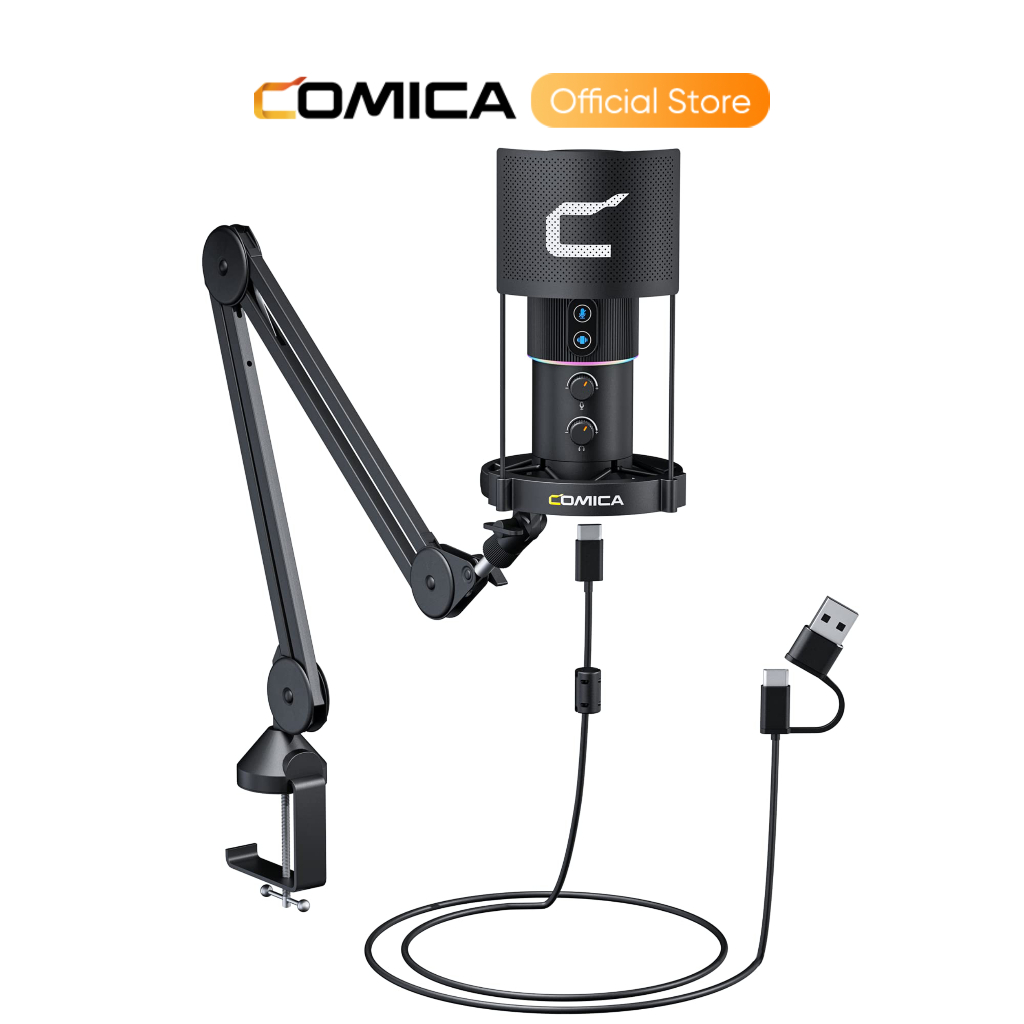 COMICA Ejoy U2A RGB Cardioid Condenser USB Microphone Kit With Real ...