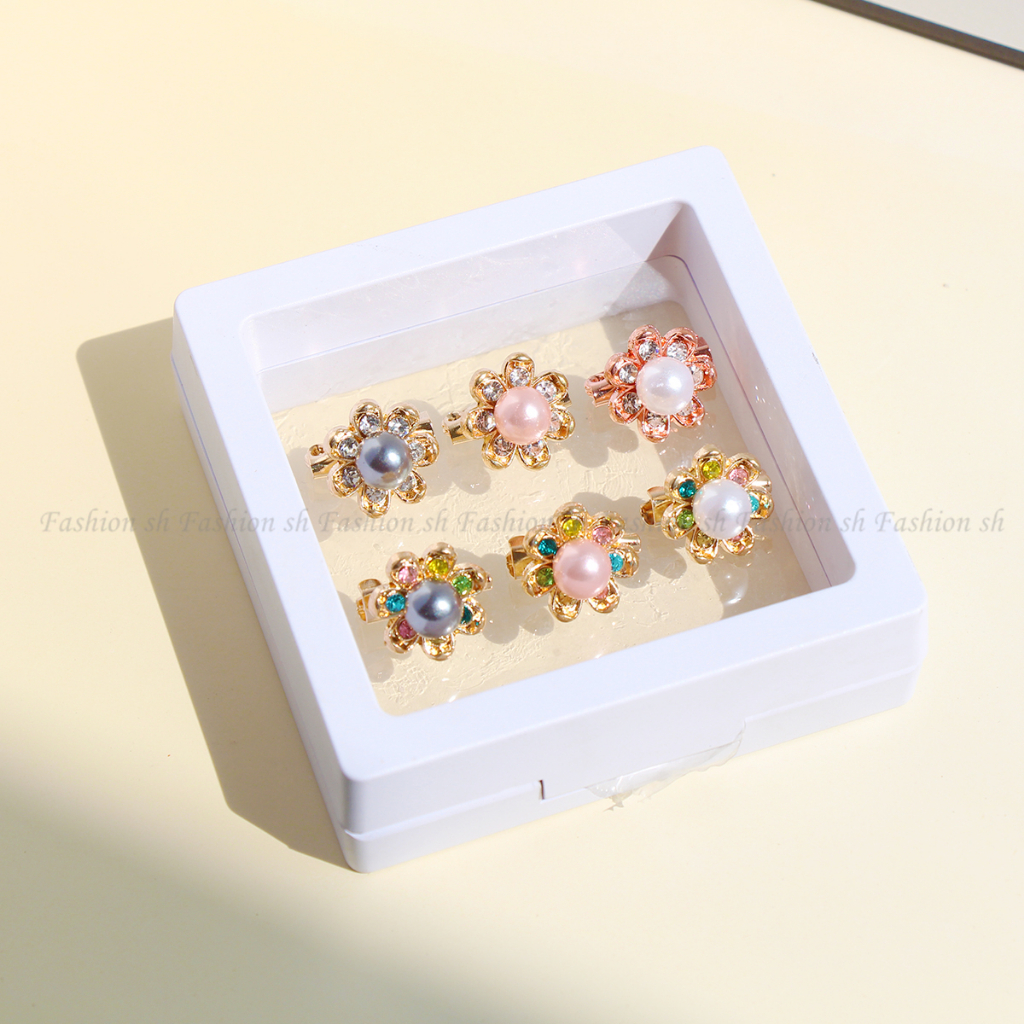New cute flower pink and grey pearl baby brooch small brooch safety pin ...
