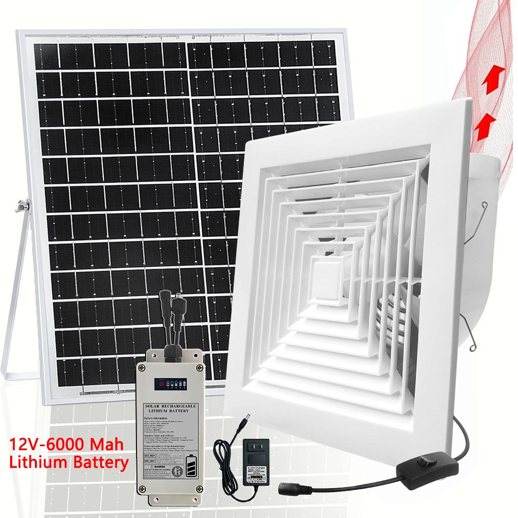 6000mah Lithium Battery-20W Solar Panel-PVC Ceiling Pipe Exhaust ...