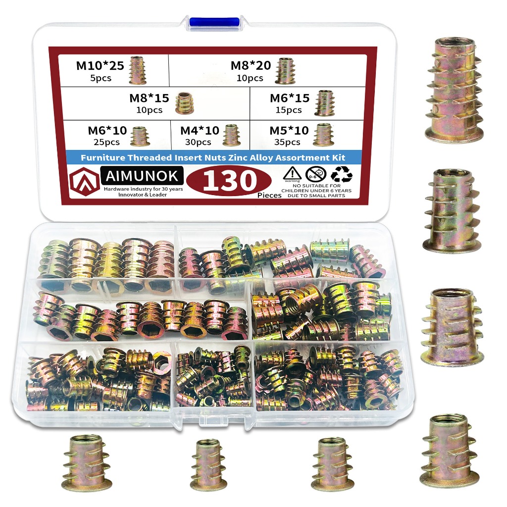 130/230pcs Threaded Inserts Nuts, Threaded Wood Inserts Nuts Assortment ...
