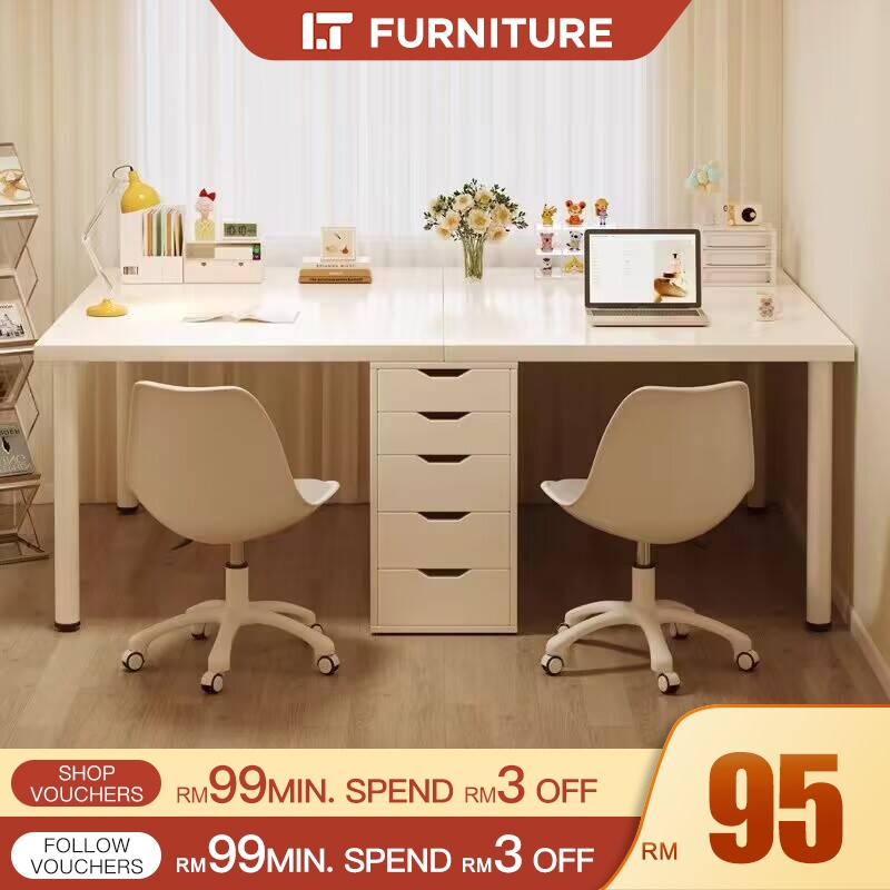 Study Table Meja Belajar Office Table L shape Computer Table with ...