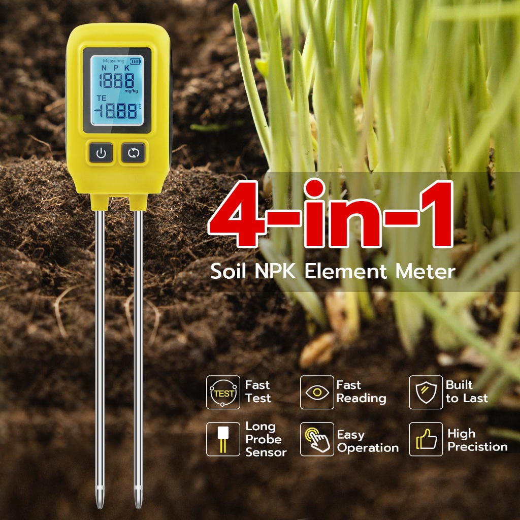 Mcbazel 4 In 1 Soil NPK Element Meter with Backlight LCD Display ...