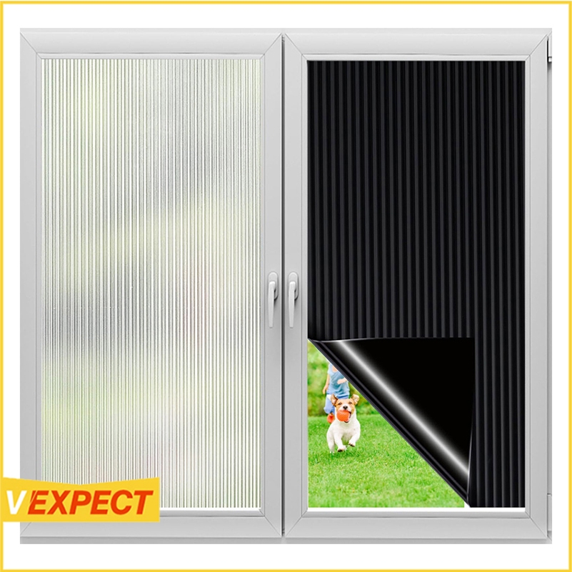 Privacy Window Film Sticker, Reeded Glass Window Sticker Non-Adhesive ...