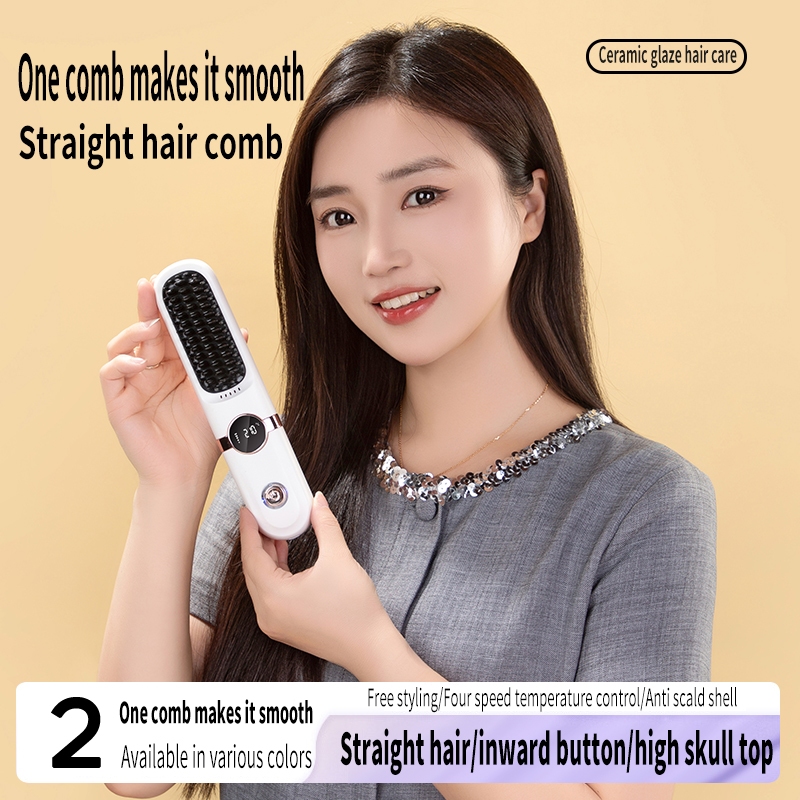 Wireless Hair Straightening Comb Negative Long Hair Care Portable ...