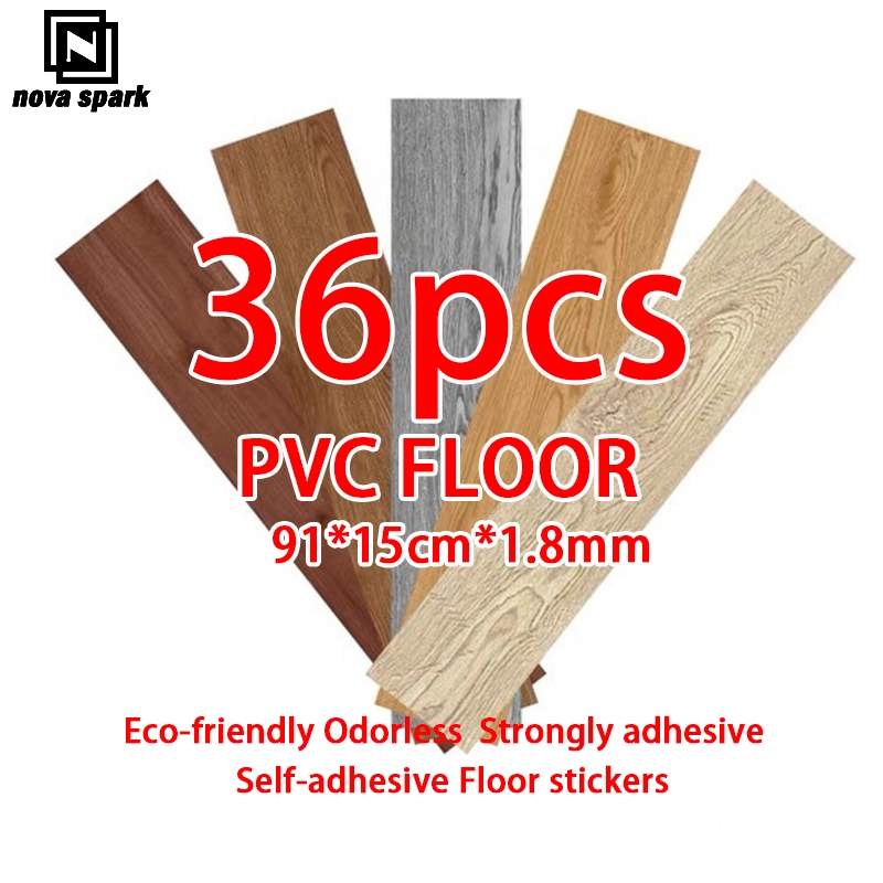 READY STOCK [BOX] 54sqft/36pcs 2mm Floor Sticker Vinyl Flooring TEBAL ...