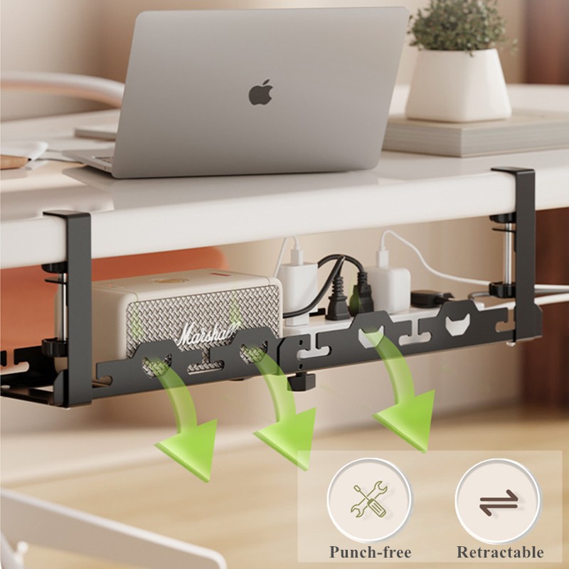 Extendable Under Desk Cable Management Tray Retractable Cord Organizer ...