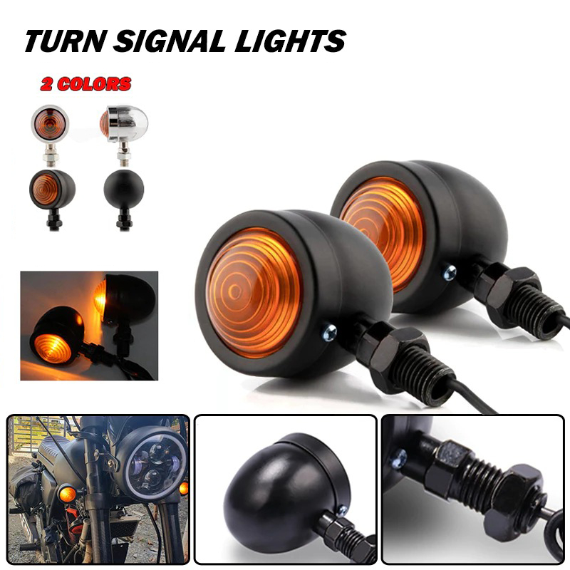 Mini Retro Led Turning Signal Light Universal Harley Cafe Racer Metal ...