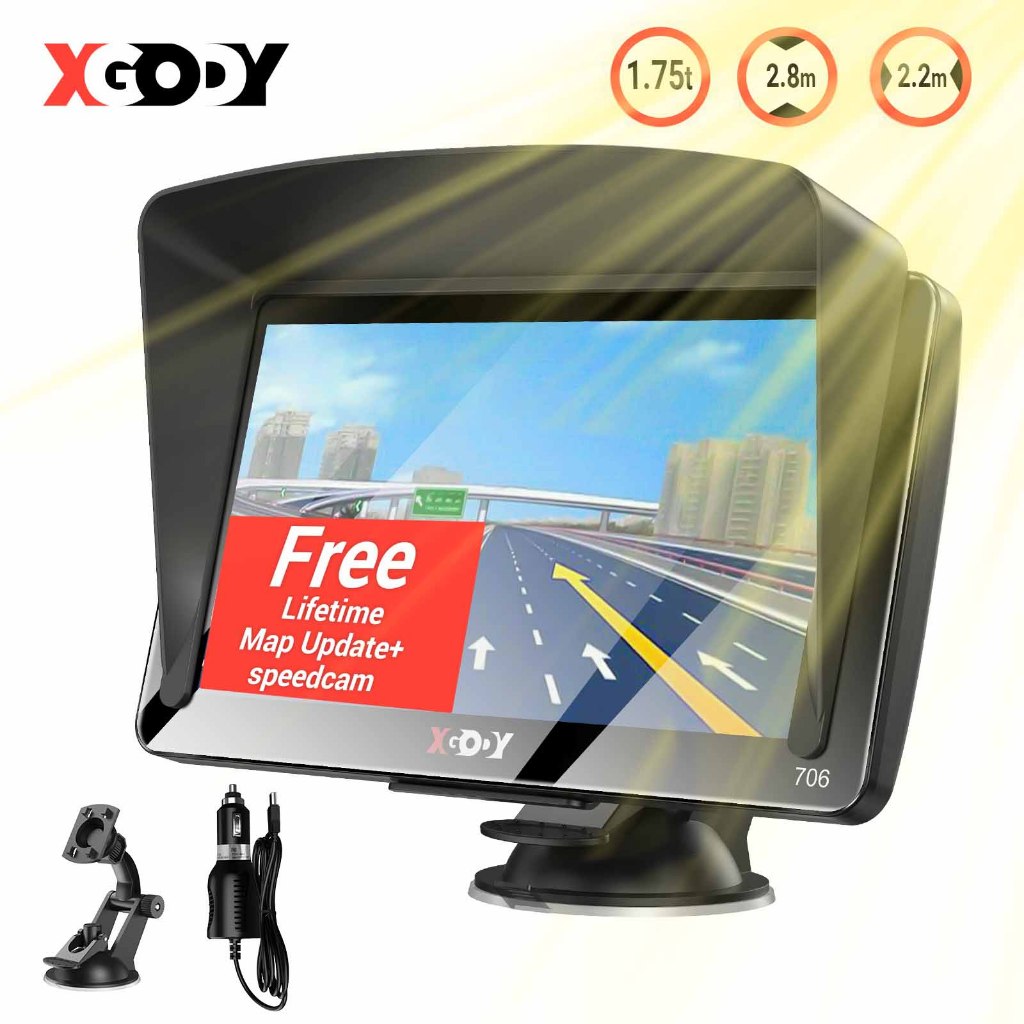 XGODY 7 Inch Universal Car Truck GPS Navigator 258GB+8GB Free Maps ...